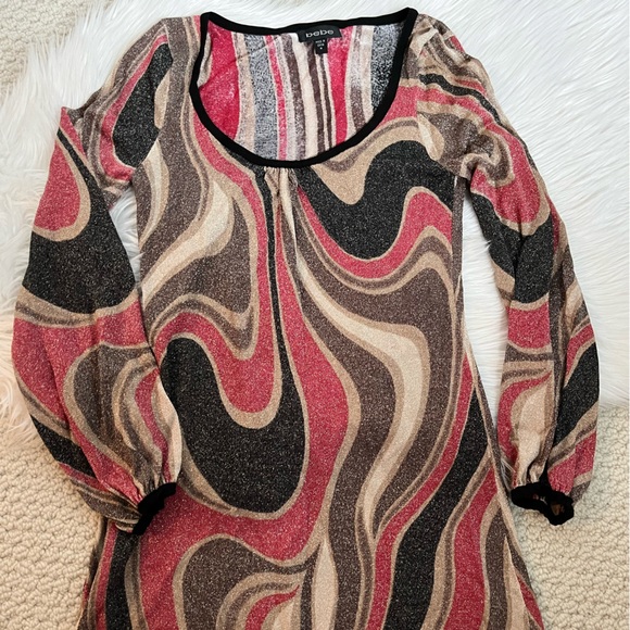 bebe | Dresses | Vintage Bebe 7s Swirl Sparkle Mini Dress | Poshmark